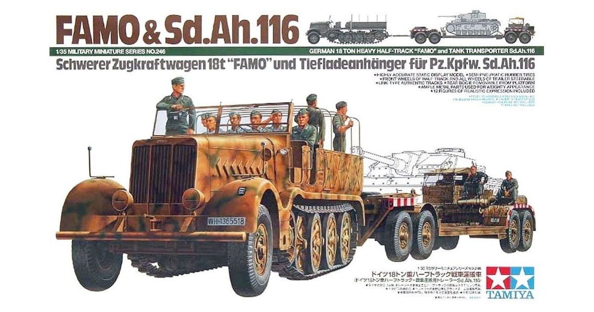 Tamiya 35246 German 18t Half-Track Famo with Trailer